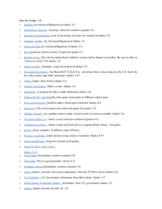 Great Websites for ESOL Teachers and Students | DOCX