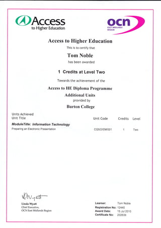 OCN lvl 2 Access to H.E | PDF