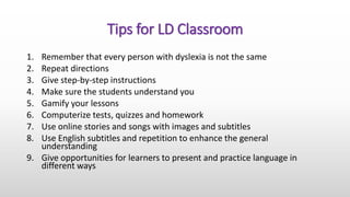 Visual learning tools for students with dyslexia and | PPTX