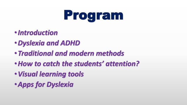 Visual learning tools for students with dyslexia and | PPT