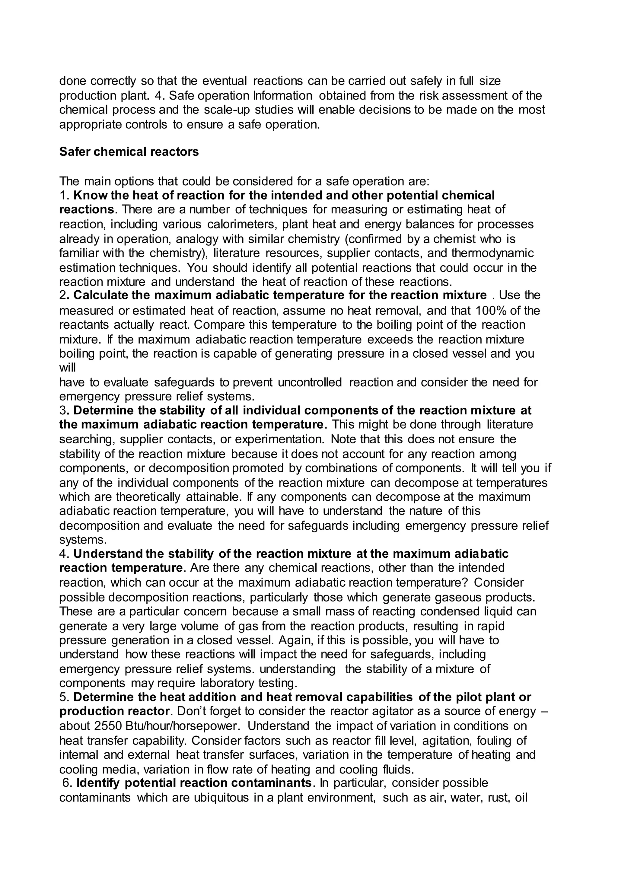 chemical reactor runaway case study | DOCX