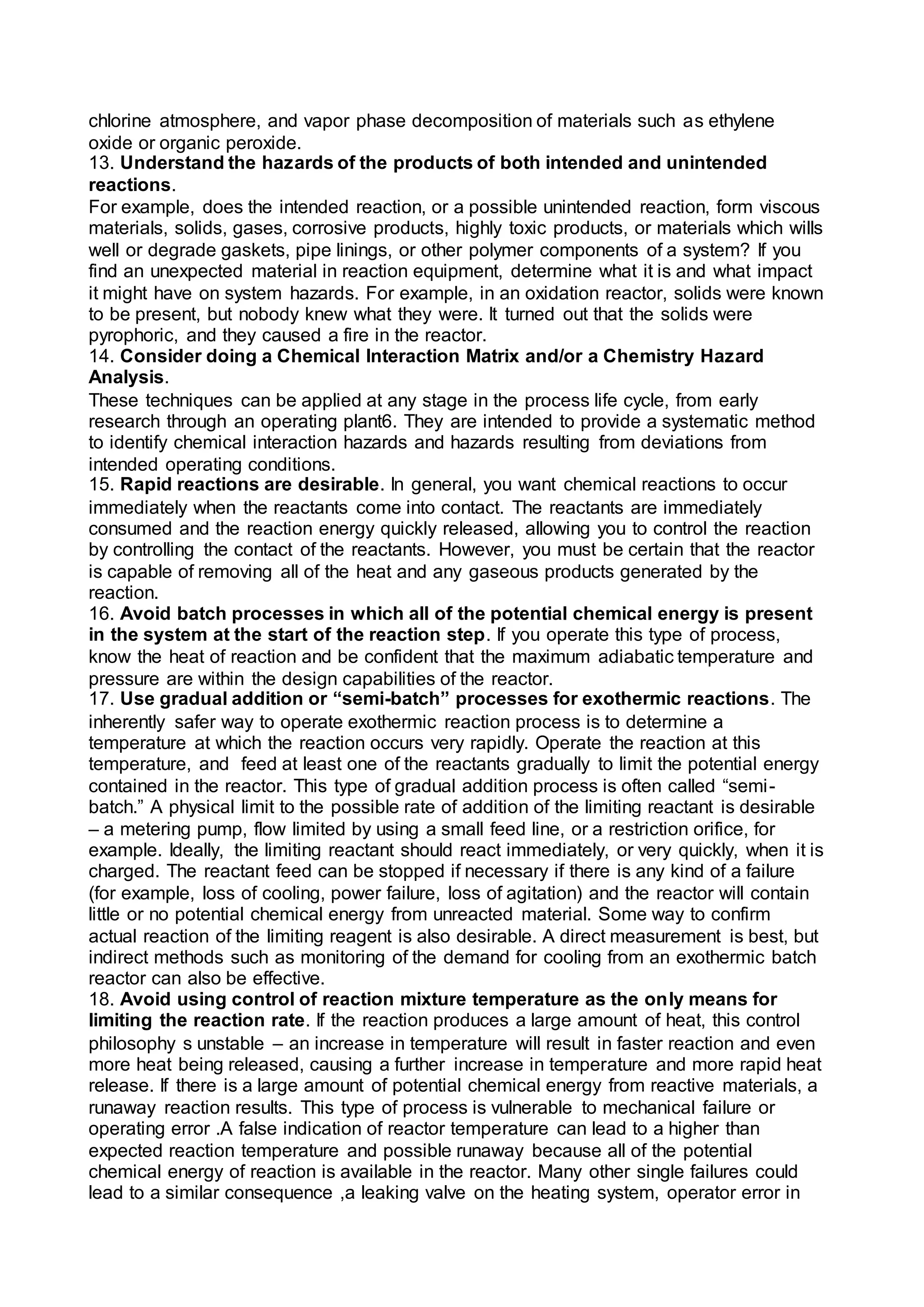 chemical reactor runaway case study | DOCX