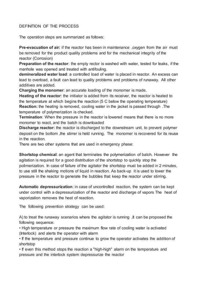 chemical reactor runaway case study | DOCX | Chemistry | Science