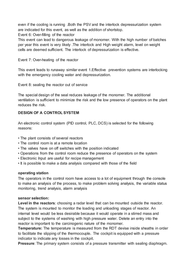 chemical reactor runaway case study | DOCX | Chemistry | Science