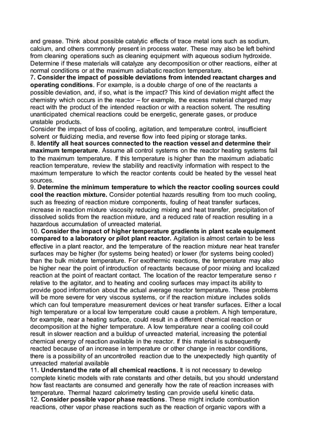 chemical reactor runaway case study | DOCX | Chemistry | Science