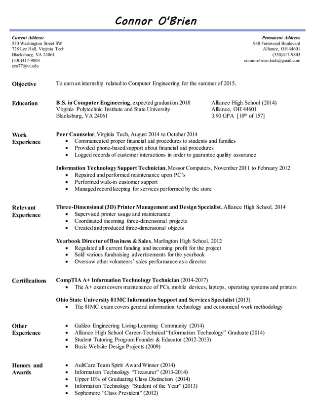 Connor O'Brien Resume | PDF