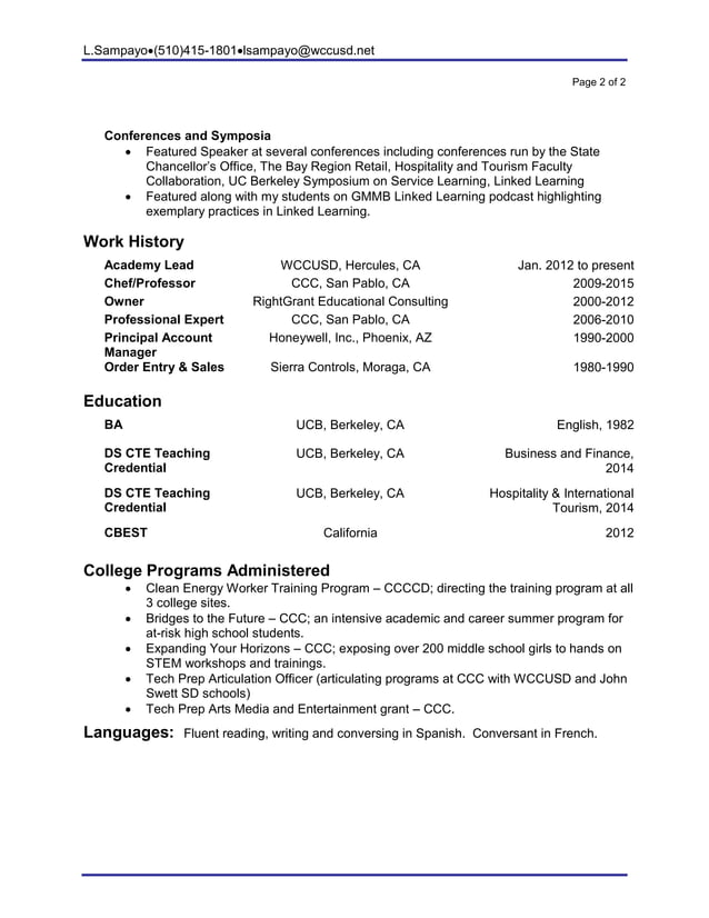 Lourdes Sampayo current resume | PDF