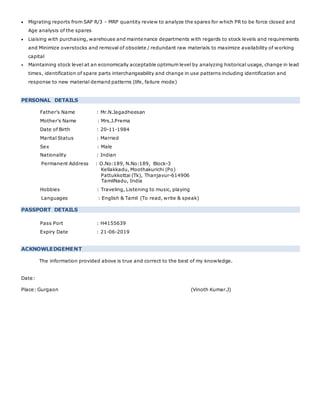 Vinoth Kumar J_Resume | PDF
