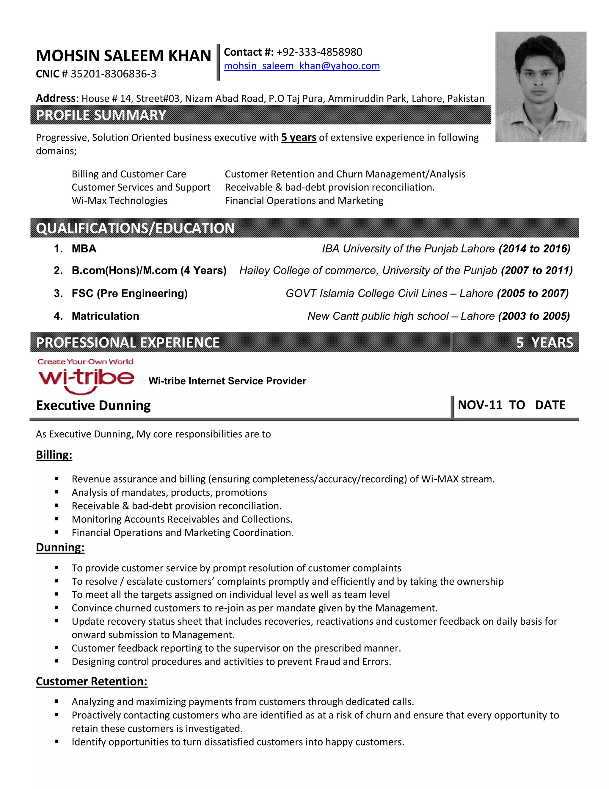 Mohsin_Saleem_Khan fCV | PDF | Business | Business and Finance