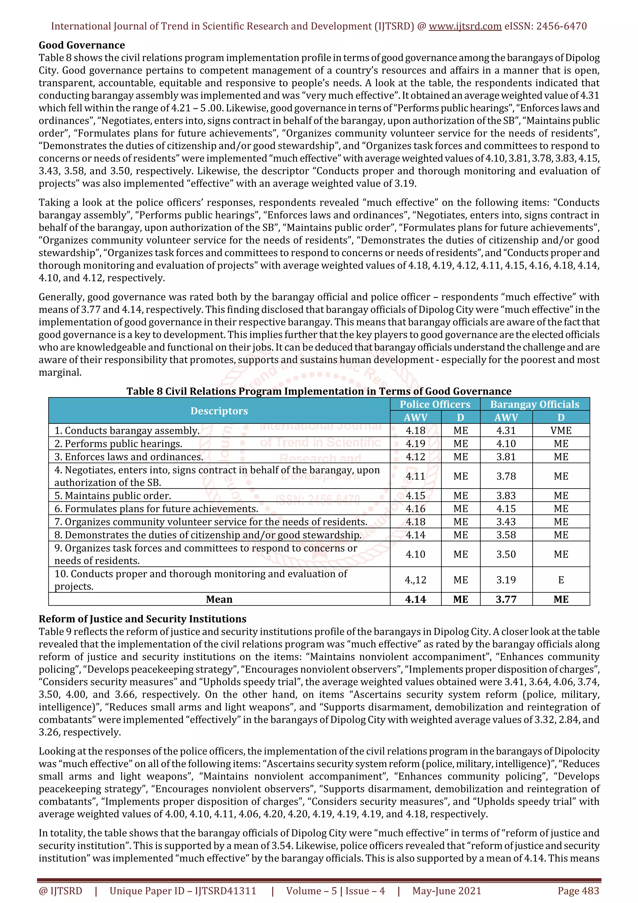 Civil Relations Program in Relation to Peace Process Maintenance of the ...