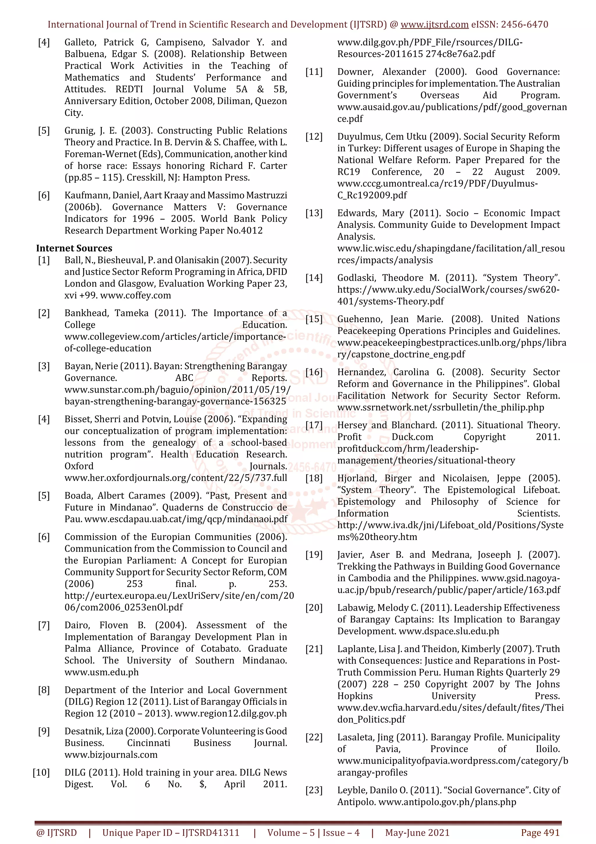 Civil Relations Program in Relation to Peace Process Maintenance of the ...