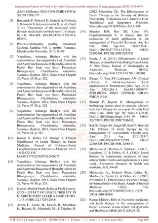 Comprehensive Review of Jalaukavacharan Leech Therapy in Purview of Ayurveda | PDF | Blood ...