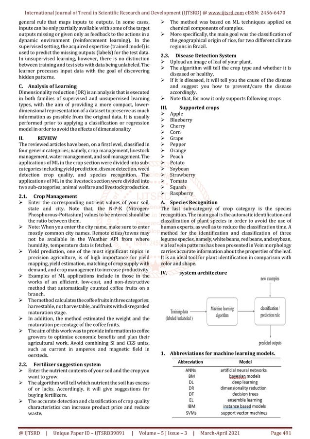 Cultivation of Crops using Machine Learning and Deep Learning | PDF