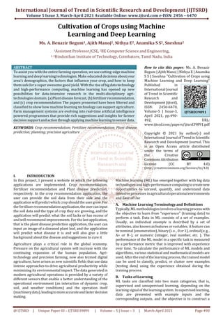 Cultivation of Crops using Machine Learning and Deep Learning | PDF