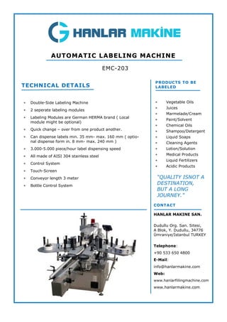 EMC-203 - Automatic Labeling Machine | PDF