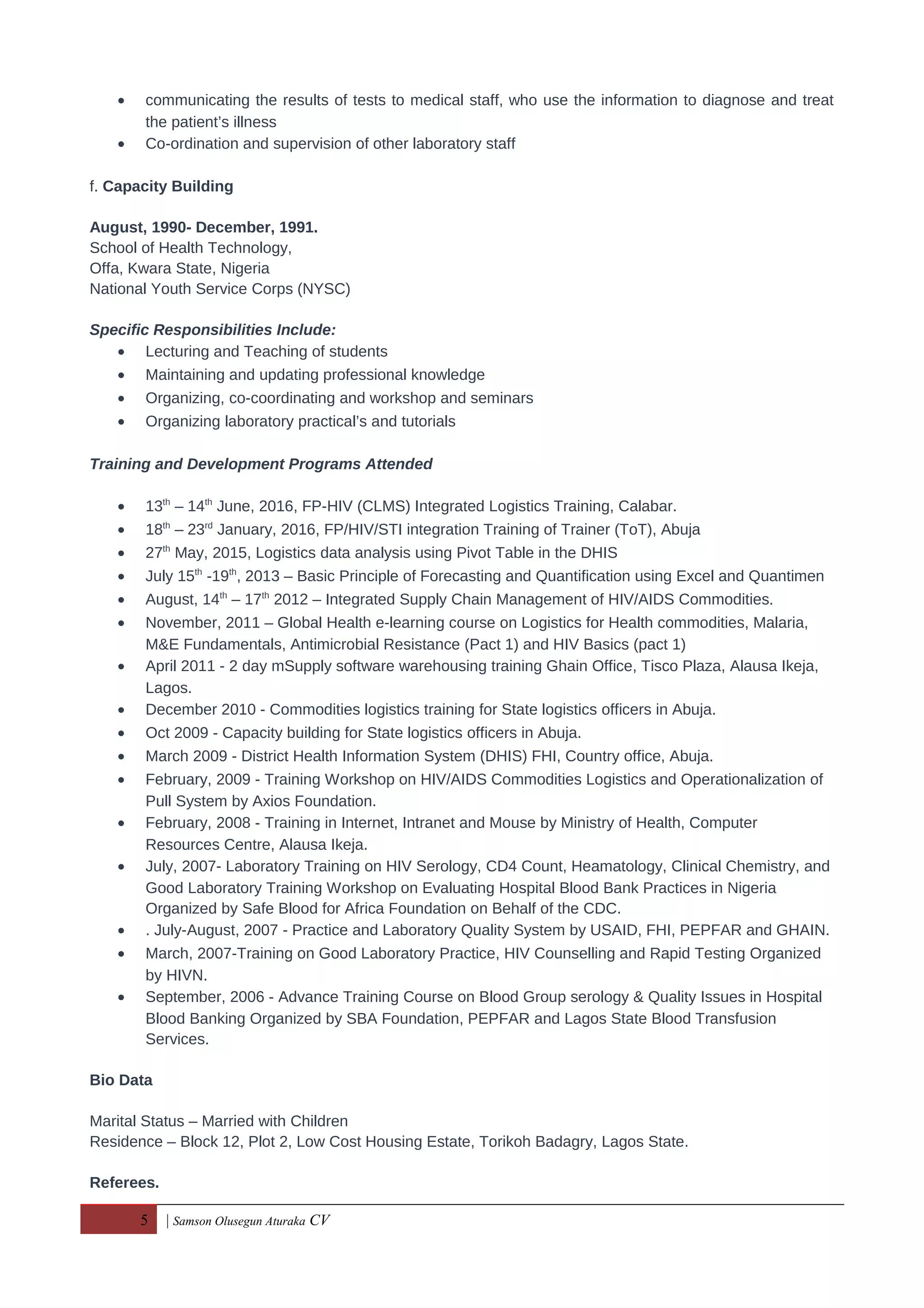 Aturaka Samson Olusegun CV + | DOC