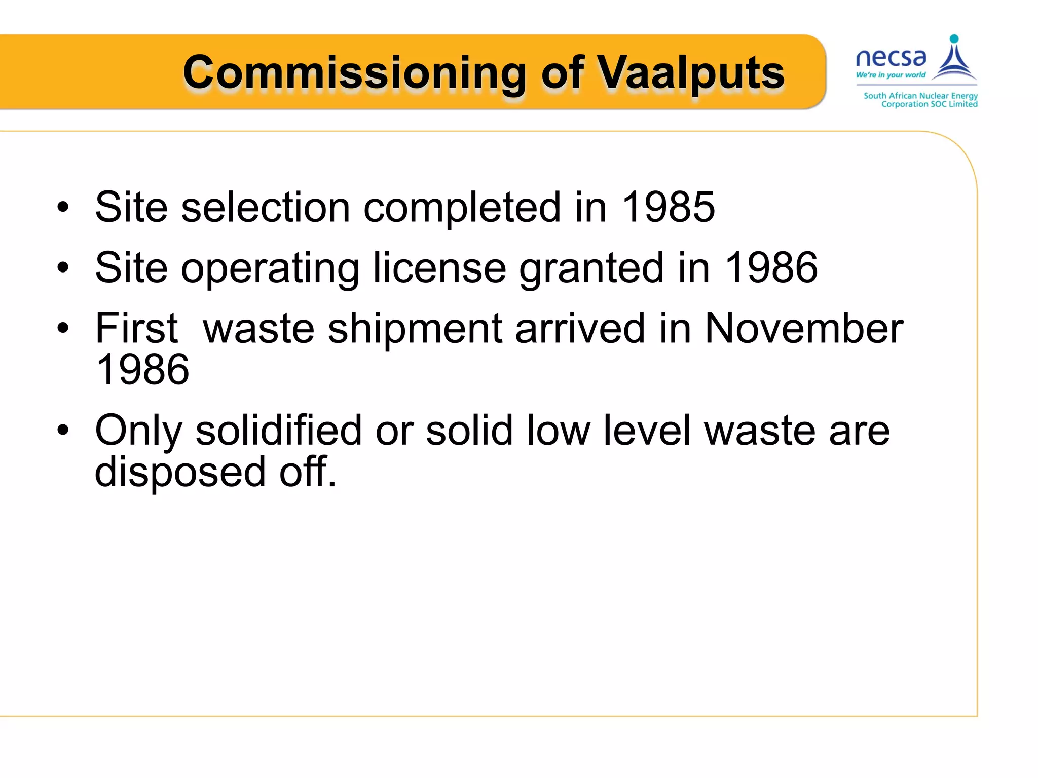 Overview Radioactive Waste Management in RSA | PDF