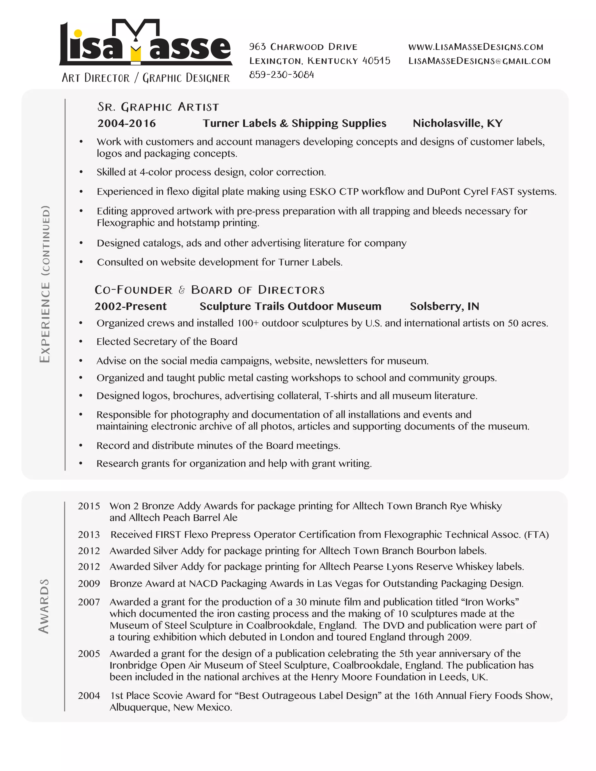Lisa - Resume_16 | PDF | Arts and Crafts | Hobbies & Interests