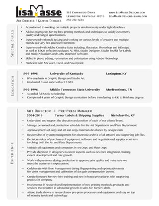 Lisa - Resume_16 | PDF | Arts and Crafts | Hobbies & Interests