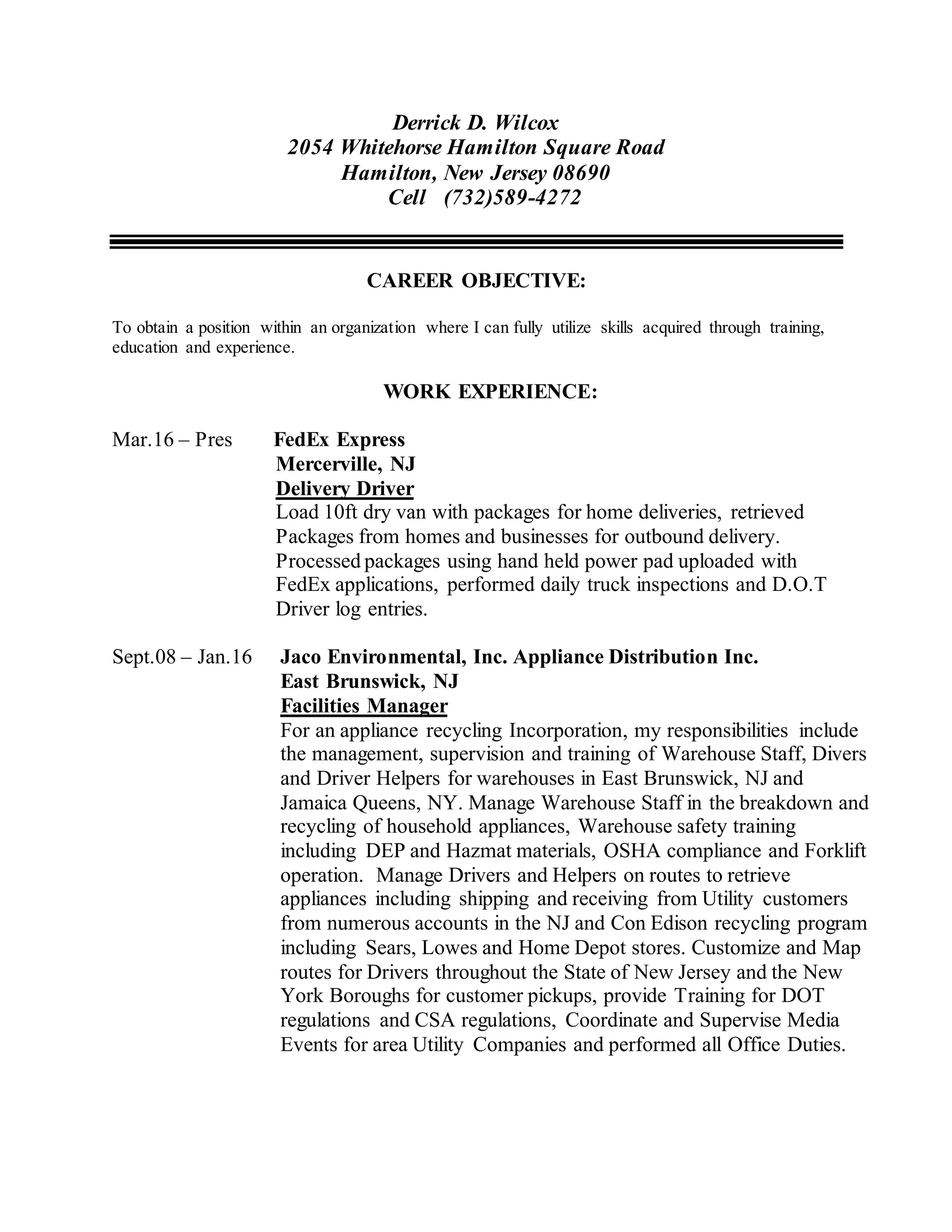 Derrick Resume | PDF