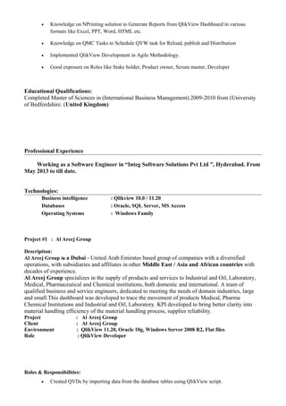 Resume. Update | DOC | Databases | Computer Software and Applications