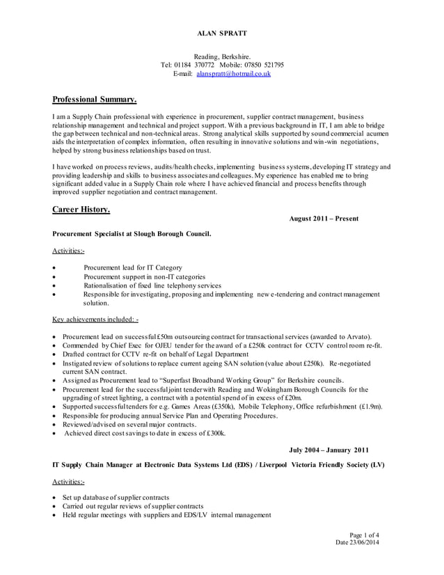 Alan_Spratt_CV June 2014 | PDF