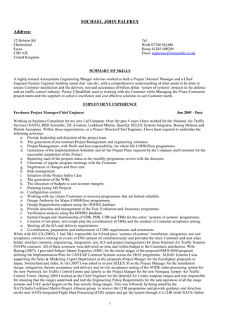 Mike Palfrey CV15v3 | DOC | Aviation Industry | Industries