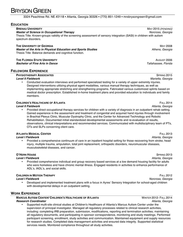 Bryson Green Resume | PDF | Physical Therapy | Wellness