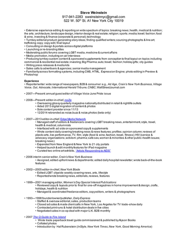 Resume Steve Weinstein | PDF