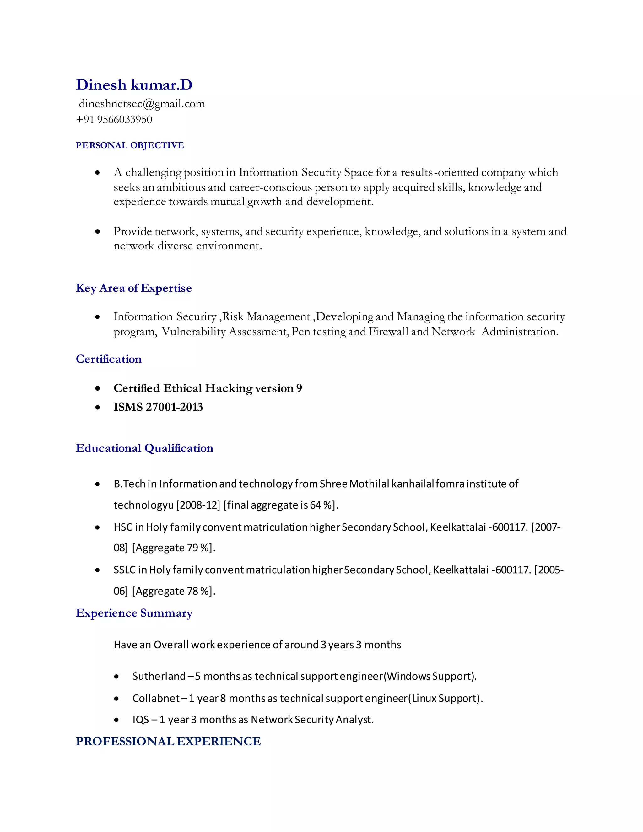 Dinesh_Resume | PDF