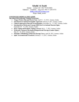 khalid-cv-Physiotherapist | DOCX | Physical Therapy | Wellness