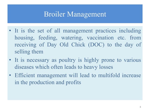 BROILER MANAGEMENT | PPTX