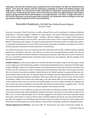 North Carolina Dispute Resolution Commission Newsletter, November 2016 ...