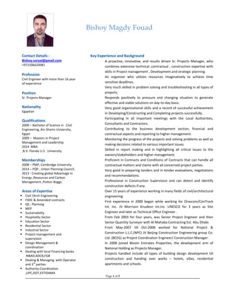 Bishoy Magdy resume Jan-16 | PDF | Construction Industry | Industries