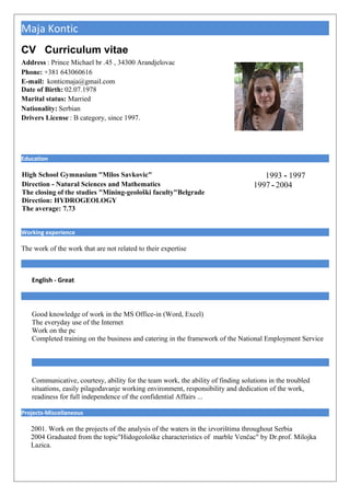 Cv Maja-english | DOC