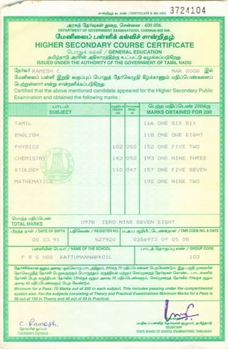 HSC Mark Sheet | PDF