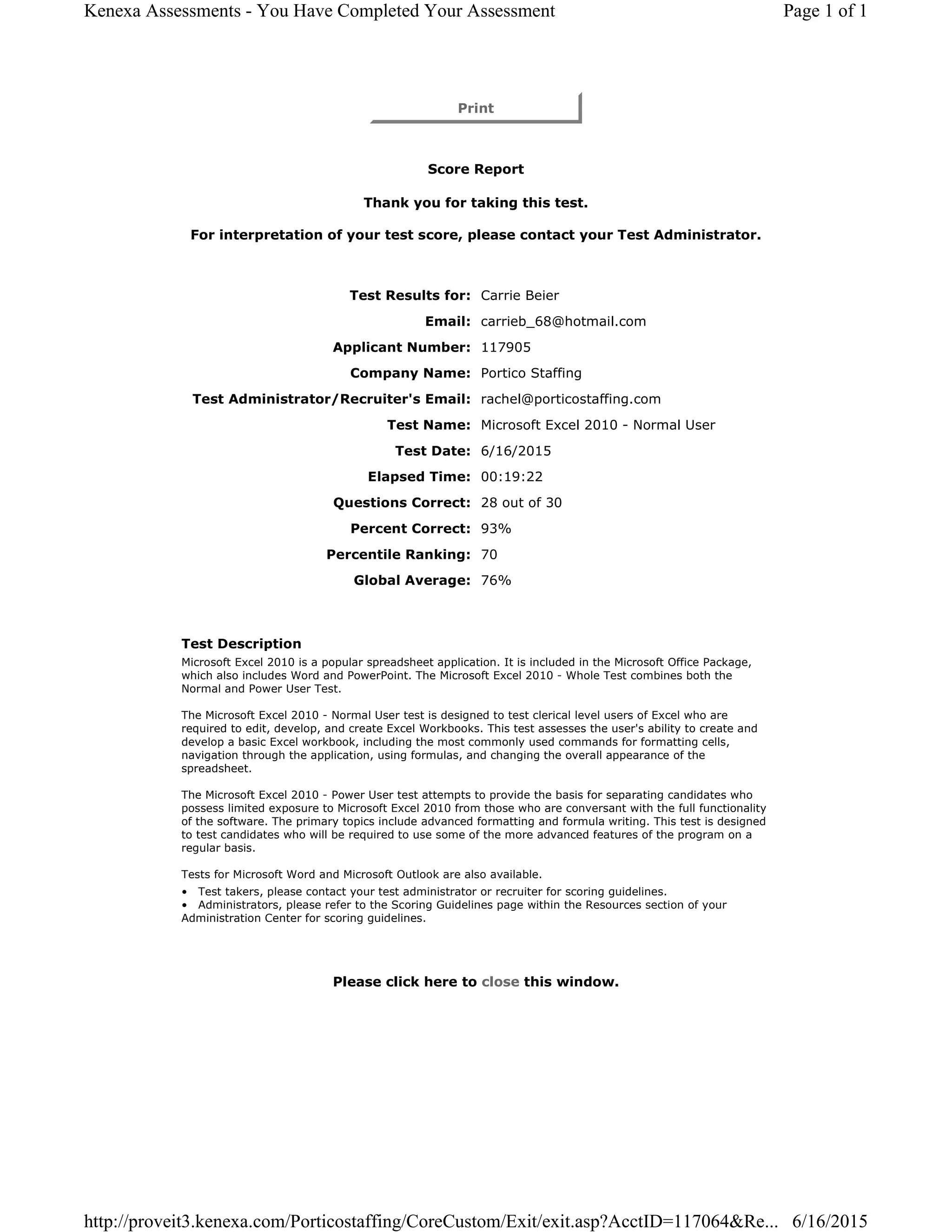 Microsoft Excel 2010 - Normal User Test Results | PDF