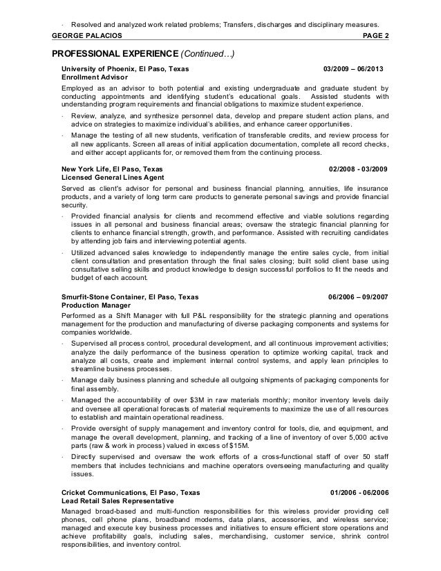 George Palacios Professional Resume