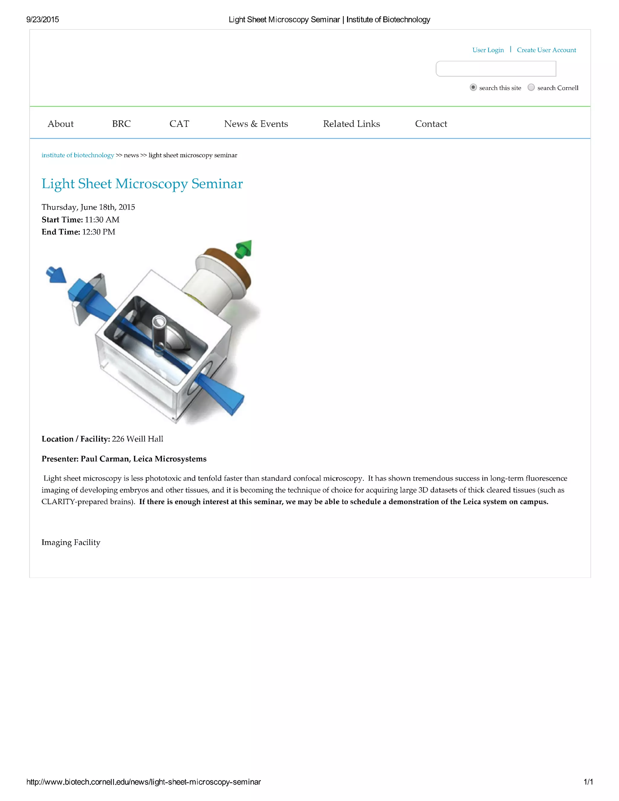 Light Sheet Microscopy Seminar Institute of Biotechnology | PDF | Physics | Science