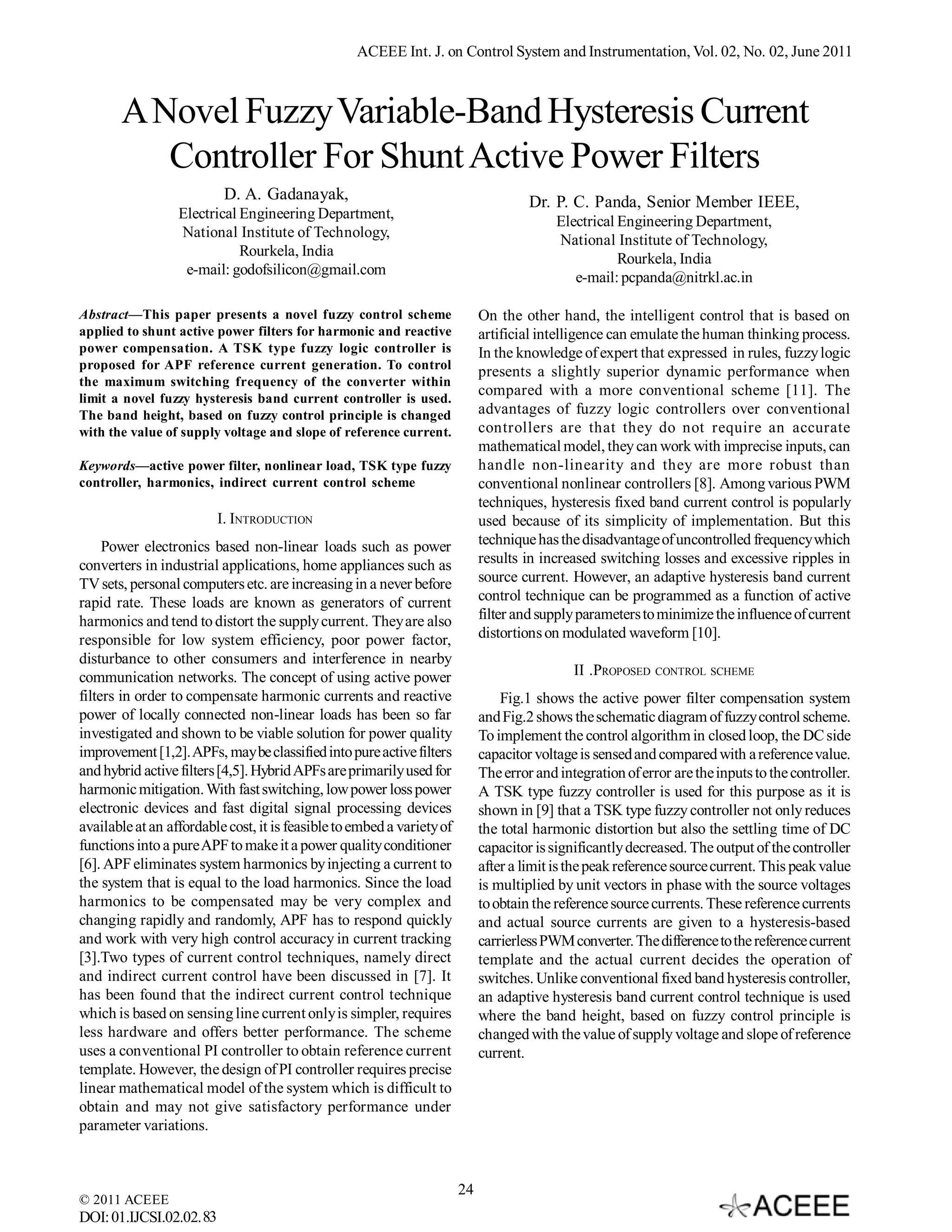 A Novel Fuzzy Variable-Band Hysteresis Current Controller For Shunt Active Power Filters | PDF