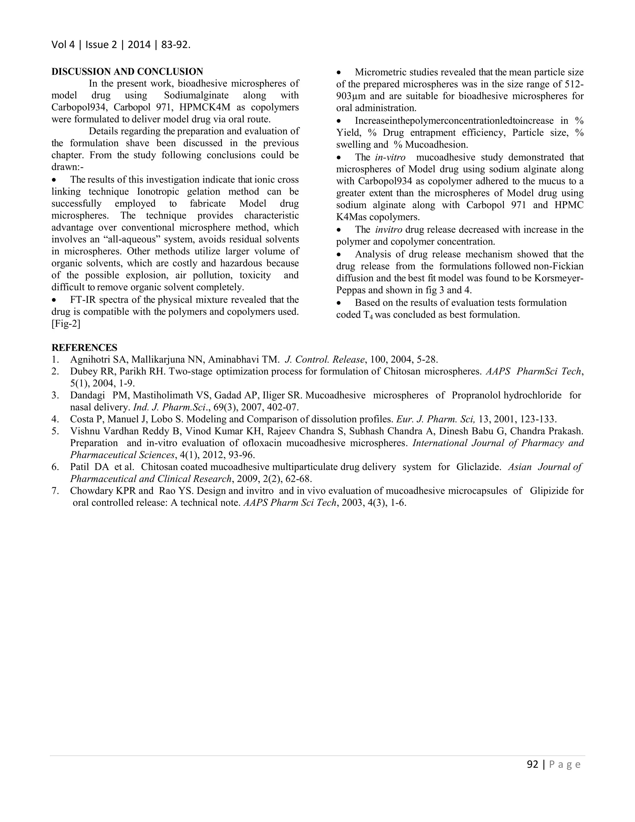 FORMULATION AND DEVELOPMENT OF GLICLAZIDE MICROSPHERES FOR ...