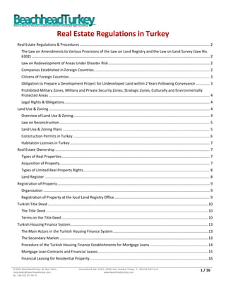 Real_Estate_Regulations_in_Turkey-BeachheadTurkeyJV | PDF