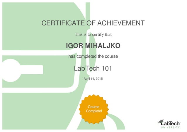 LabTech_101_Certificate | PDF