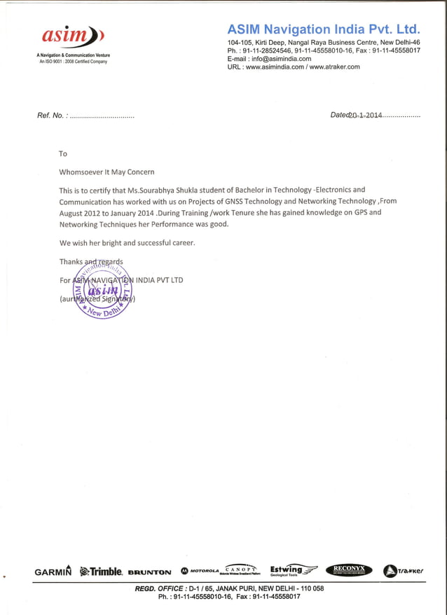 ASIM expirence company letter | PDF
