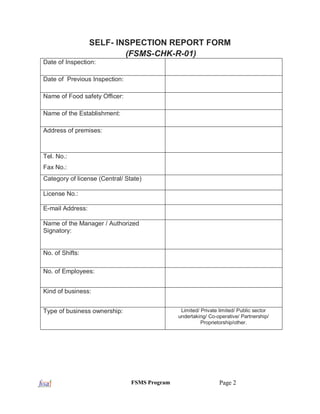 1.Manual of Food Safety Management System, fss act 2006 | PDF