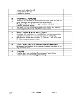 1.Manual of Food Safety Management System, fss act 2006 | PDF