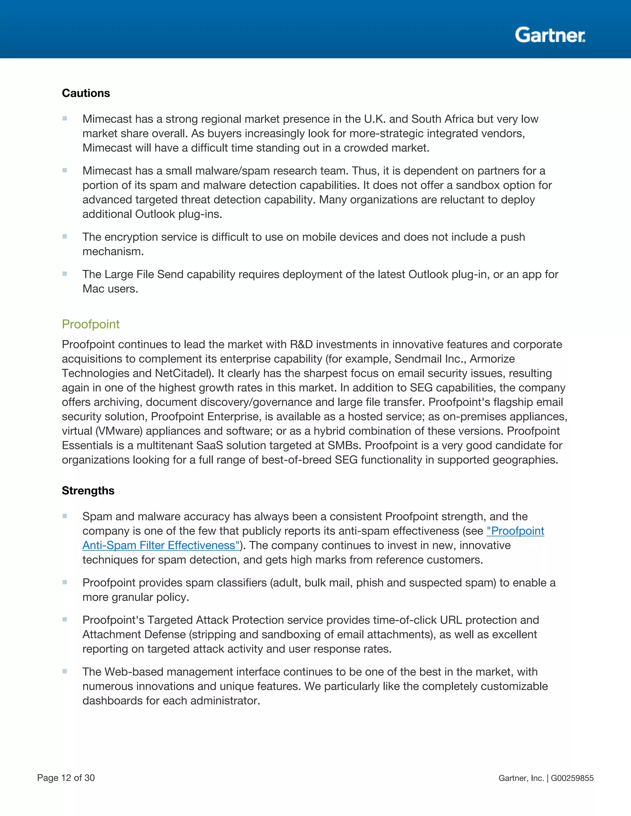 Gartner Magic Quadrant for Secure Email Gateways 2014 | PDF