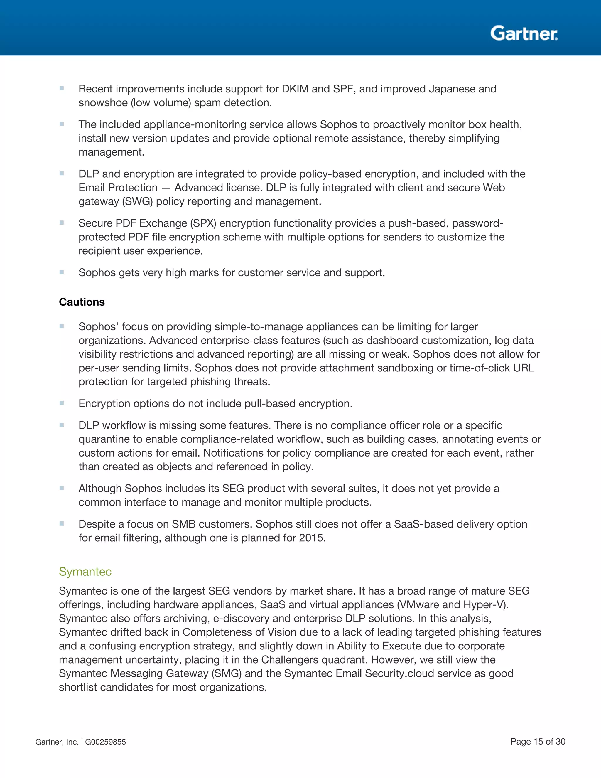 Gartner Magic Quadrant for Secure Email Gateways 2014 | PDF