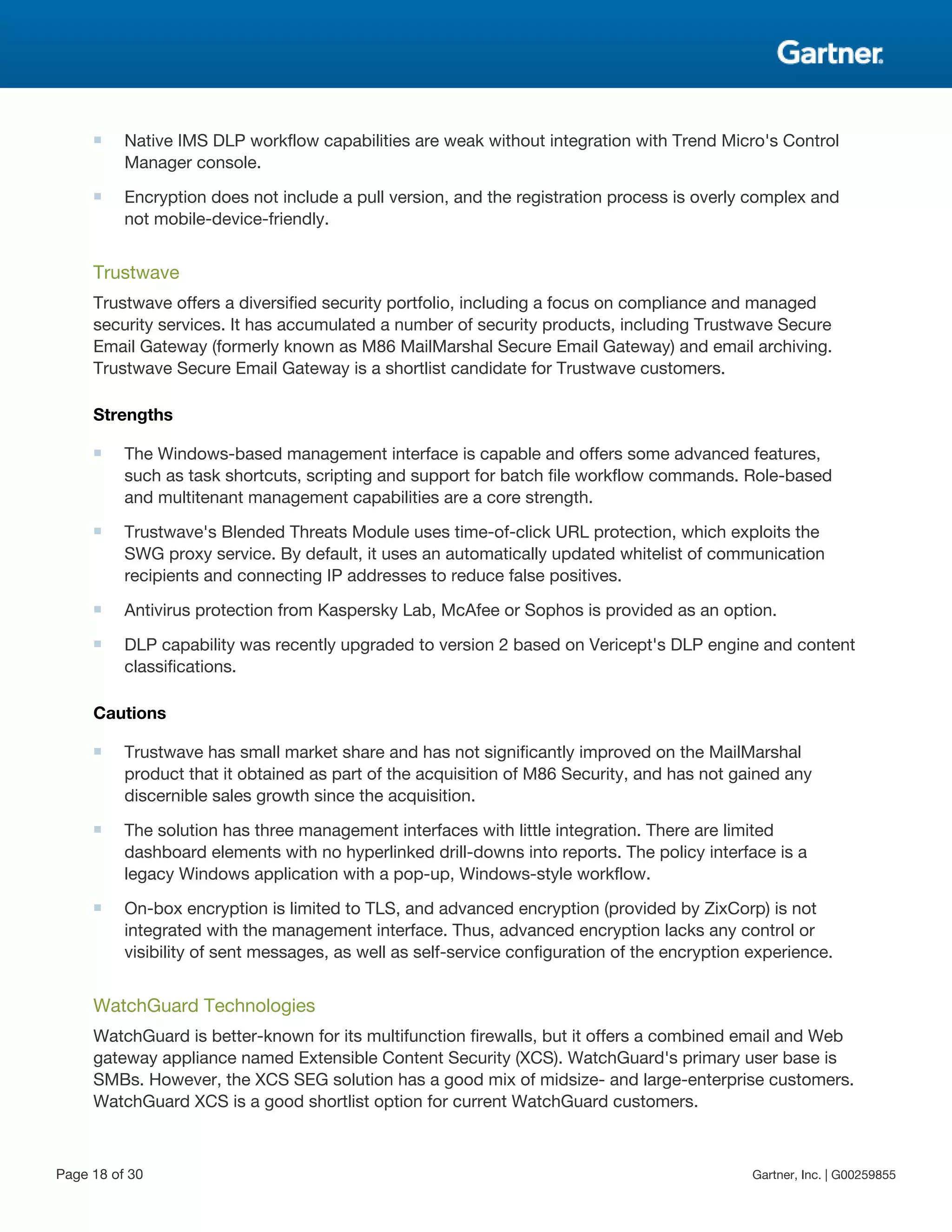 Gartner Magic Quadrant for Secure Email Gateways 2014 | PDF