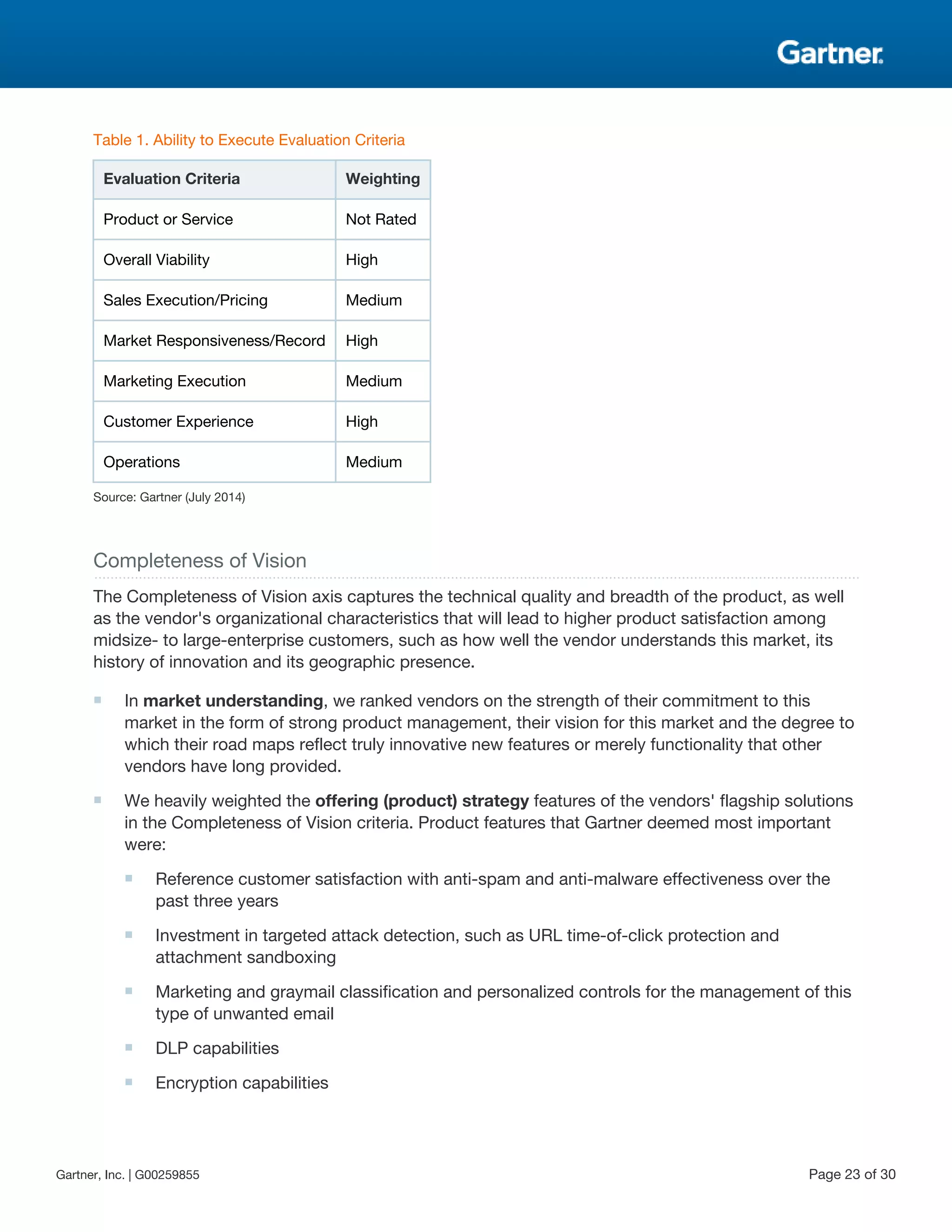 Gartner Magic Quadrant for Secure Email Gateways 2014 | PDF